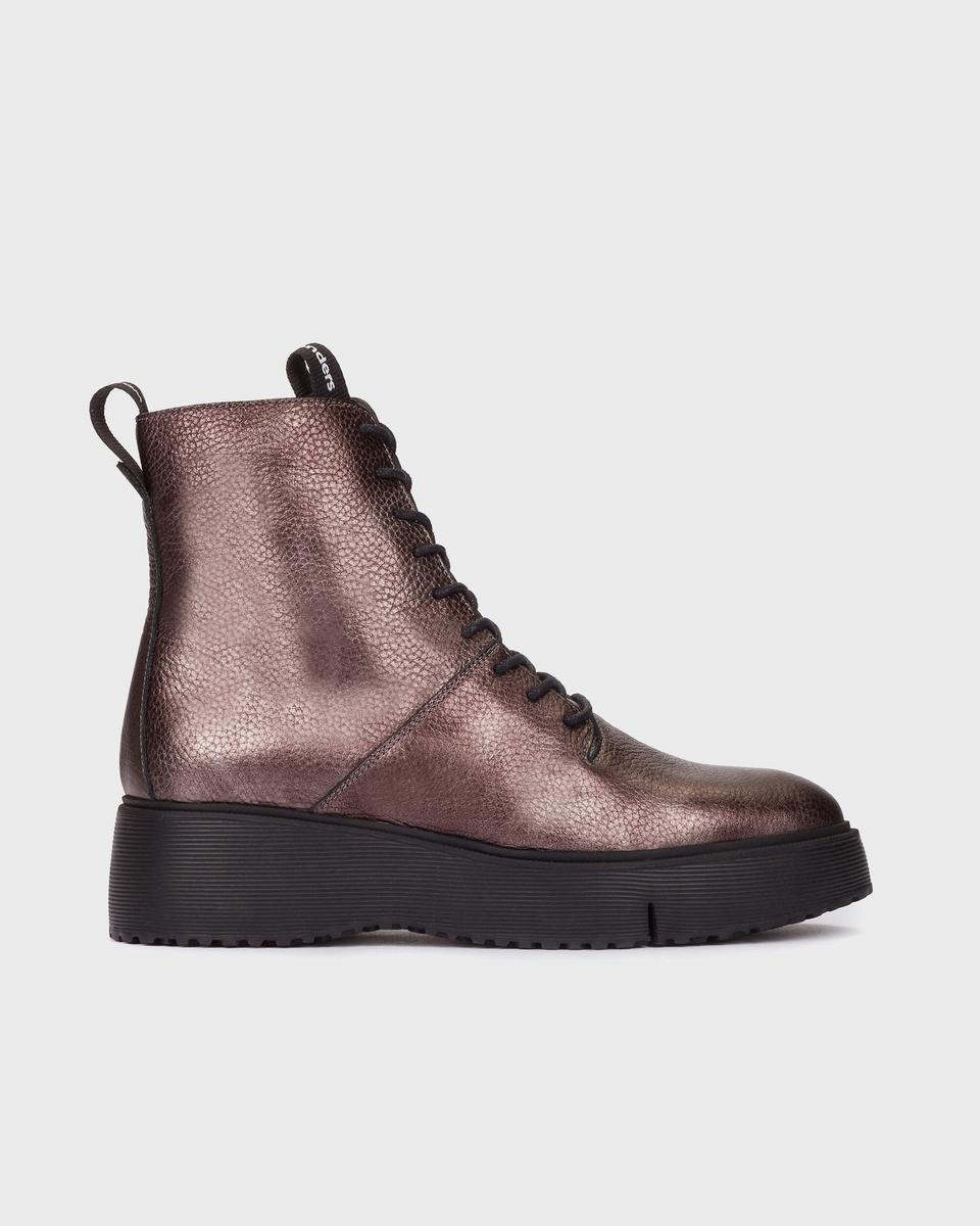 Wonders | Bristol | Laced Metallic Ankle Boot – RED|FOOTWEAR